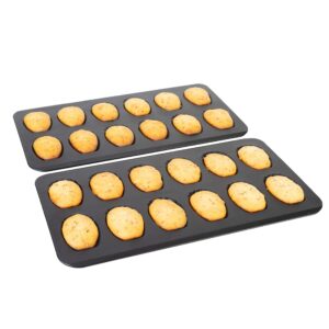 YumAssist 2 Pack Nonstick Madeleine Pan, 12-cup Heavy Duty Shell Shape Baking Cake Mold Pan.