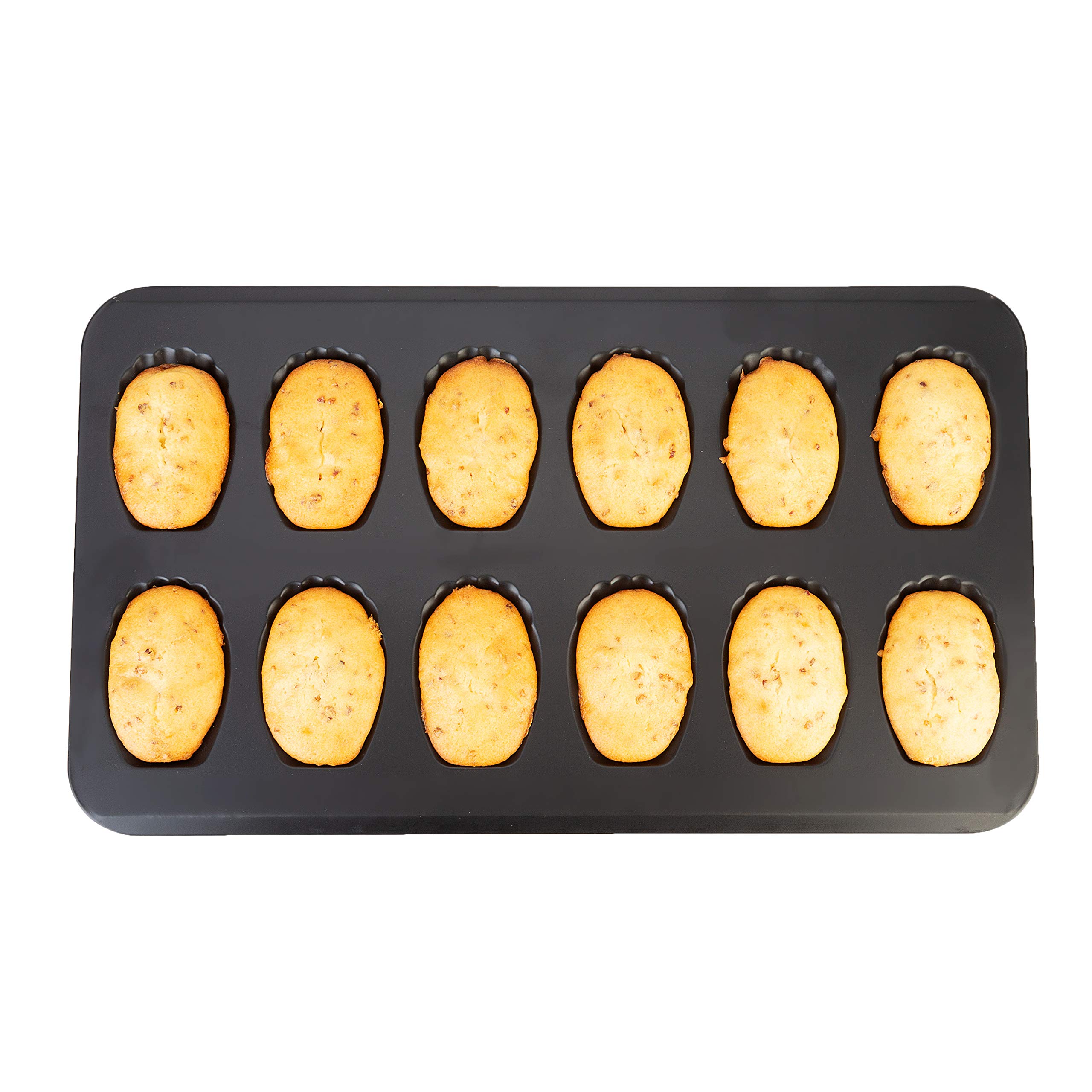 YumAssist 2 Pack Nonstick Madeleine Pan, 12-cup Heavy Duty Shell Shape Baking Cake Mold Pan.