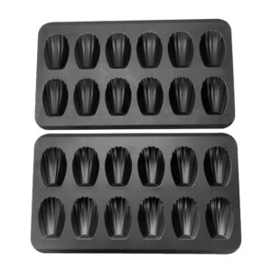 YumAssist 2 Pack Nonstick Madeleine Pan, 12-cup Heavy Duty Shell Shape Baking Cake Mold Pan.