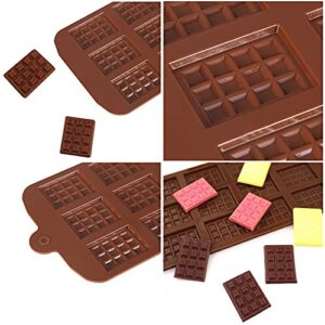 Waffle Chocolate Moulds Silicone Candy Molds, 3PCS12-Cavity Small Break Apart Chocolate Molds Non-Stick Reusable DIY Baking Molds Candy Protein & Energy Bar Moulds + 1 Dropper