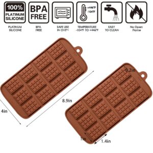 Waffle Chocolate Moulds Silicone Candy Molds, 3PCS12-Cavity Small Break Apart Chocolate Molds Non-Stick Reusable DIY Baking Molds Candy Protein & Energy Bar Moulds + 1 Dropper