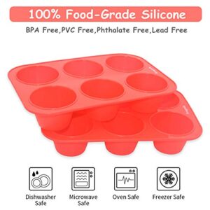 Bongpuda Silicone Large Muffin Pan 2 Pack,6 Cup Large Silicone Cupcake Pan,Non-Stick Jumbo Muffin Pans,Food Grade Cupcake Molds,Perfect for Egg Muffin,Big Cupcake