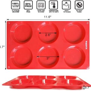 Walfos Silicone Whoopie Pie Baking Pans, 3 Pcs Non-Stick Muffin Top Pan. Food Grade and BPA Free Silicone, Great for Muffin, Eggs, Tarts and More, Dishwasher Safe