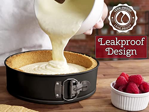 Zulay Premium Springform Pan 9 Inch Nonstick - Cheesecake Pan With Removable Bottom - No Need For Parchment Paper - Spring Form For Baking - Leak-Proof Cake Pan (Black)