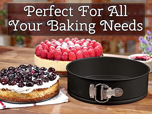 Zulay Premium Springform Pan 9 Inch Nonstick - Cheesecake Pan With Removable Bottom - No Need For Parchment Paper - Spring Form For Baking - Leak-Proof Cake Pan (Black)