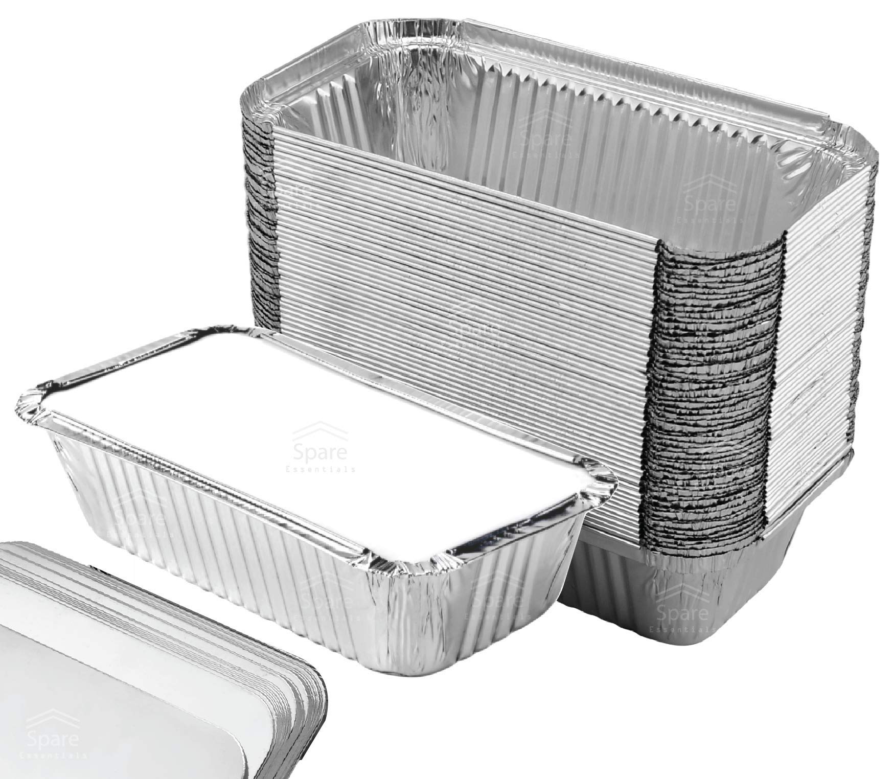 (55 Pack) Aluminum Loaf Pans with Lids, Disposable Bread Tins for Baking Bread, Lunch Containers with Lids, Personal Lasagna, Single Serve, Individual Baking Dishes 650 ml - Size 7.8 x 4.3 x 2