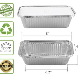 (55 Pack) Aluminum Loaf Pans with Lids, Disposable Bread Tins for Baking Bread, Lunch Containers with Lids, Personal Lasagna, Single Serve, Individual Baking Dishes 650 ml - Size 7.8 x 4.3 x 2