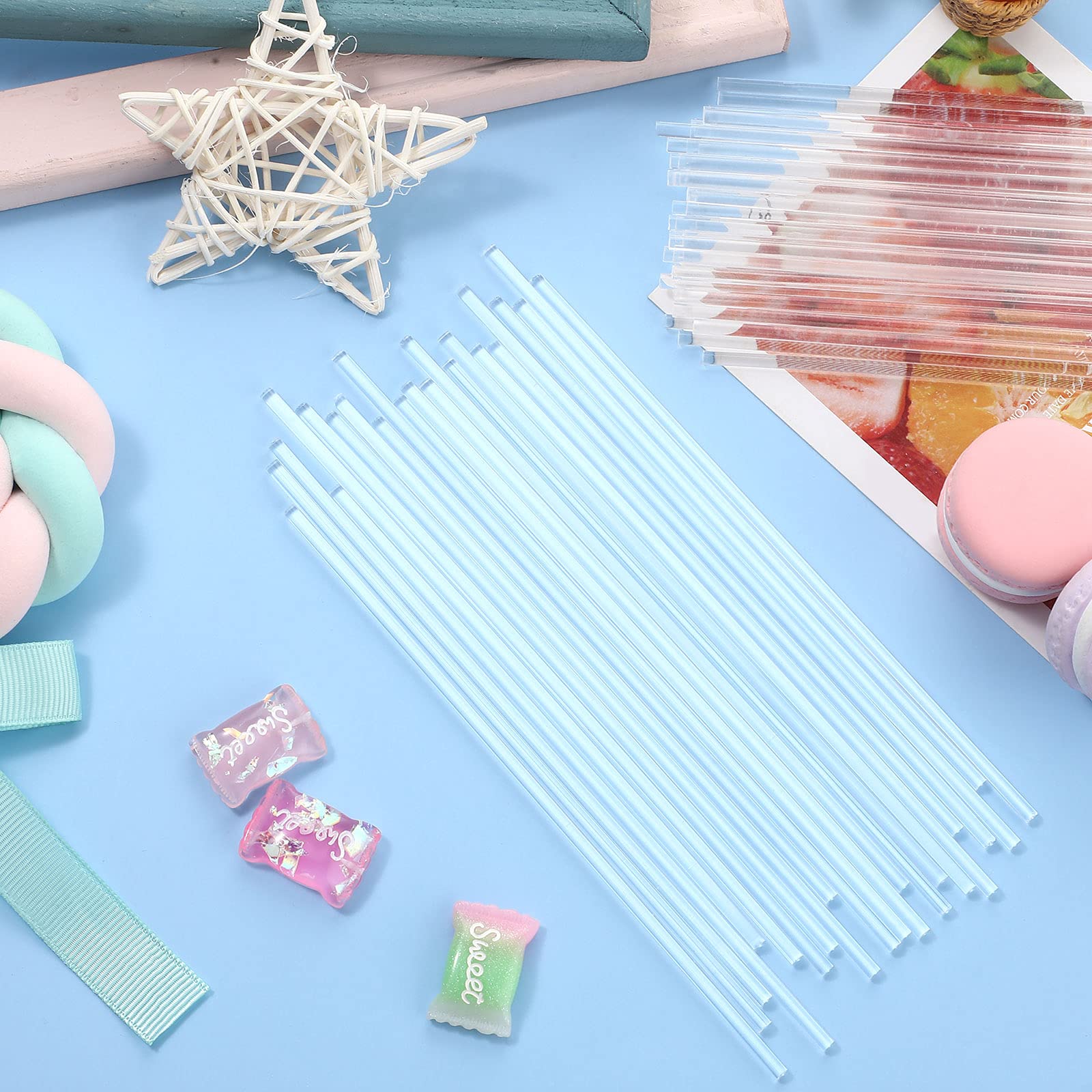 200 Pieces Acrylic Lollipop Sticks Cake Pops Sticks Candy Sticks Treat Sticks for Wedding Halloween Christmas Candy Cake Pops Cupcake Toppers Chocolate Cookie Dessert(Clear, 6 Inch)