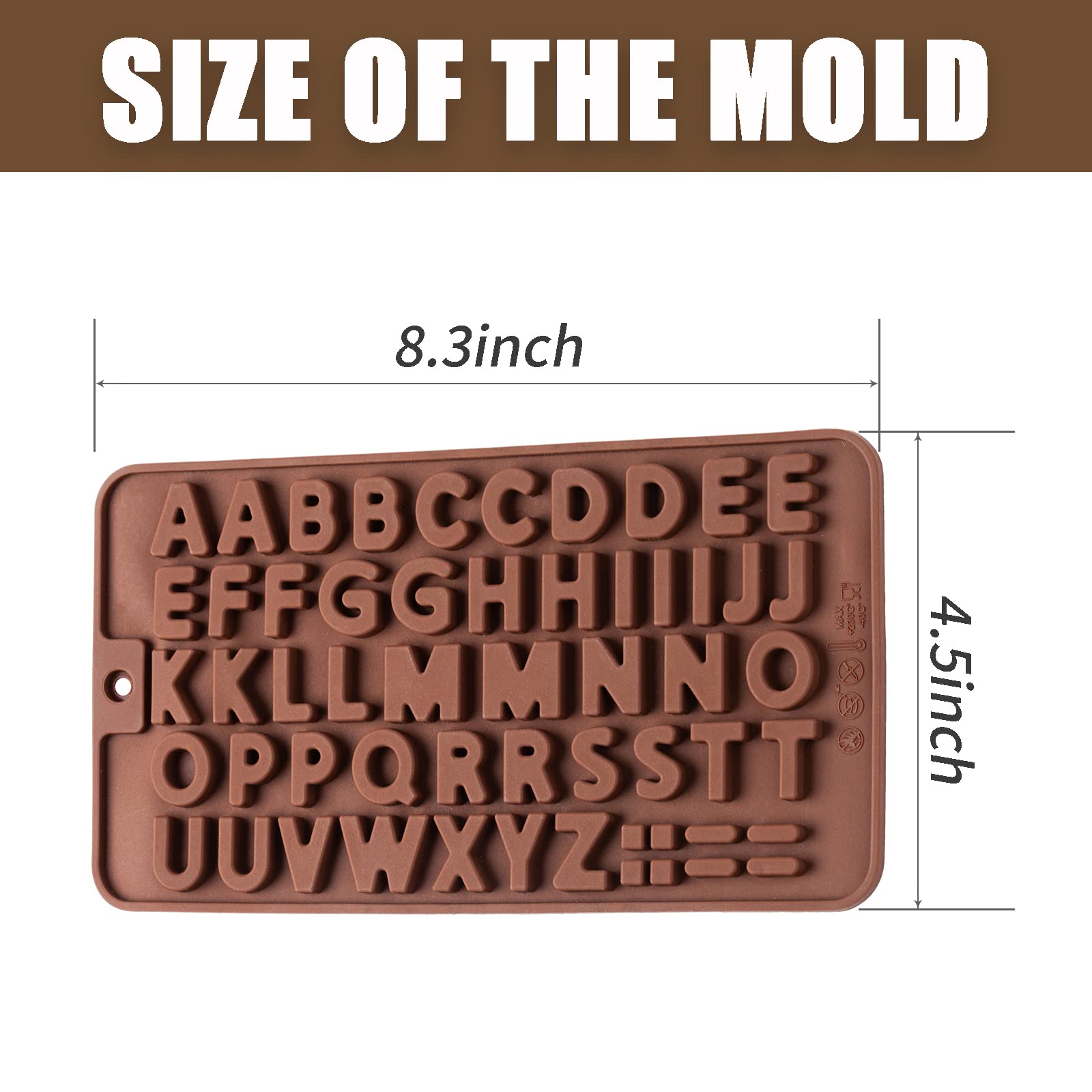 Chocolate Molds Silicone, Letter Molds for Chocolate, Edible Letter Number for Cake Decorating, Letter Alphabet Heart Molds