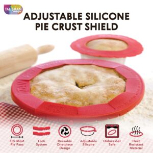 Talisman Designs Baking Pie Crust Shield Protector Cover for Edges of Pie - 8-inch to 11.5-inch Adjustable Silicone Baking Accessory for Making the Perfect Pie | Set of 1