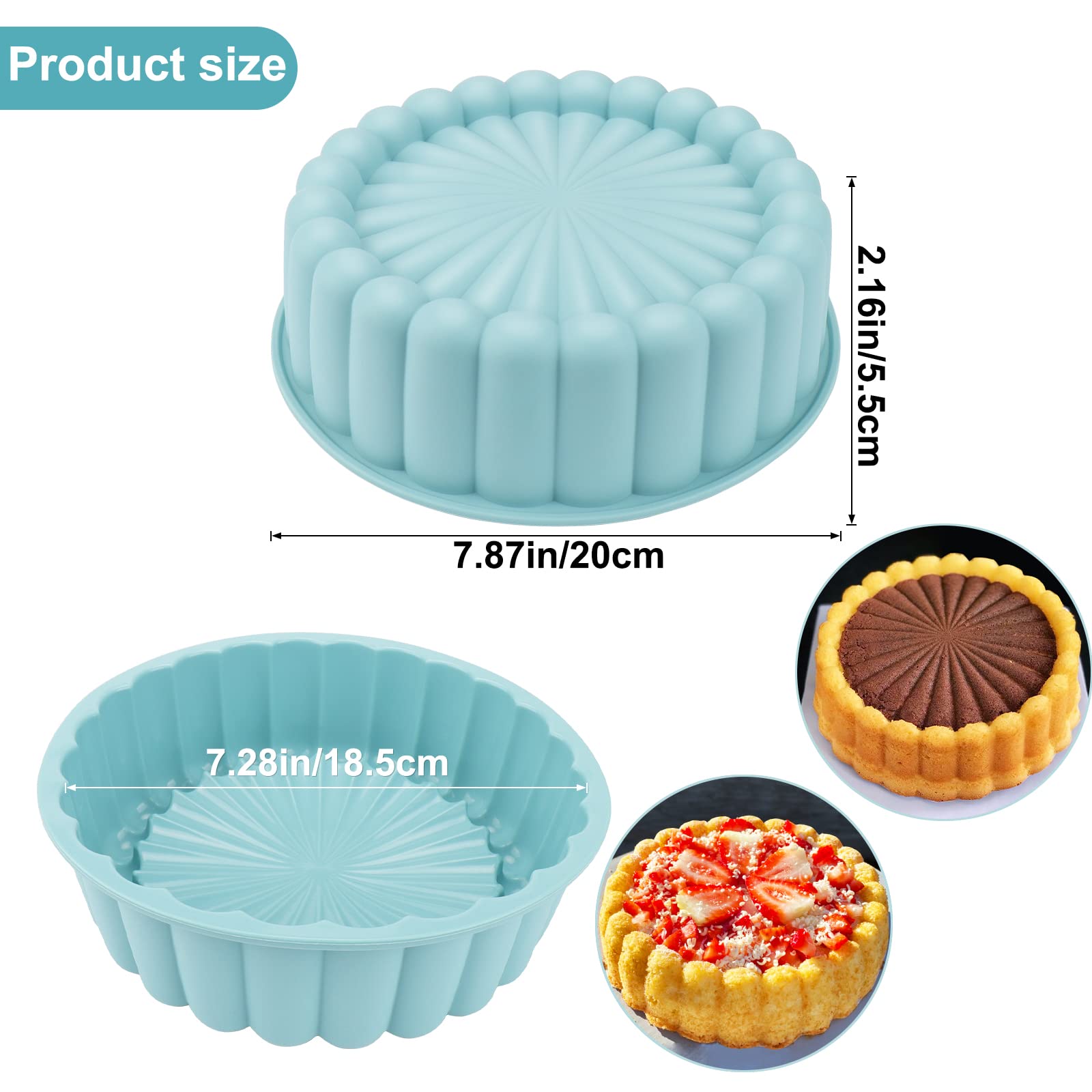 Palksky Charlotte Cake Pan Silicone, Nonstick, 8 inch Round Cake Molds for Baking