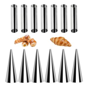 Grehge Chusen 35pcs Cream Horn Mold, Cannoli Forms Tubes Kits, Non-stick Stainless Steel 16pcs Cone Shaped and 12pcs Tubular Shaped Baking Molds for Danish Pastry Lady Lock Form, Cream Roll