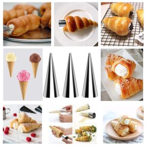 Grehge Chusen 35pcs Cream Horn Mold, Cannoli Forms Tubes Kits, Non-stick Stainless Steel 16pcs Cone Shaped and 12pcs Tubular Shaped Baking Molds for Danish Pastry Lady Lock Form, Cream Roll