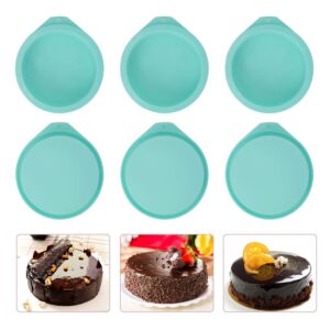 staruby 6-pack silicone cake molds 4 inch round silicone cake pans green baking pan set silicone baking mold diy rainbow cakes and round resin coaster molds, 0.8 inch deep (green)