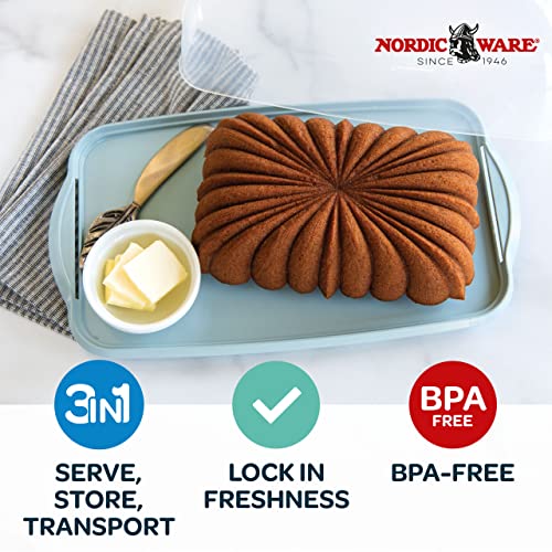 Nordic Ware Loaf Cake Keeper, Blue,12.8"L x 7.3"W x 4.6"H