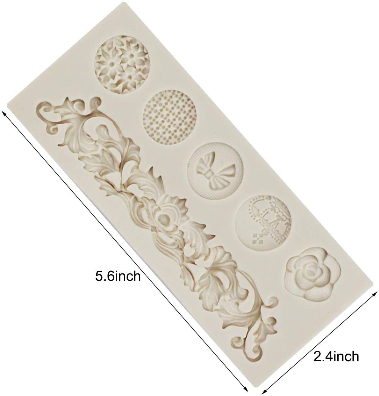 3 Pieces Baroque Fondant Molds Scroll Border Lace Silicone Molds Curlicues Gum Paste Candy Chocolate Molds for Cake Decorating Sugar Craft Polymer Clay