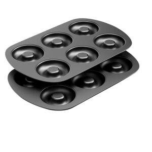 tiawudi non-stick 6-cavity donut baking pans, makes individual full-sized 3 1/4" donuts, set of 2