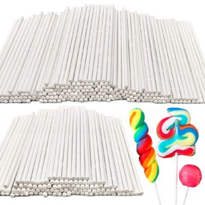 anyumocz 400pcs 4-inch white lollipop paper sticks cake pops stick for candy,chocolate,cookie,dessert