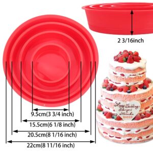 BAKER DEPOT Silicone Mould for Baking Nonstick Layer Cakes Bakeware Round Cake Pans Chocolate Rainbow Cake for Birthday Wedding Party 4 6 8 9 Inch Set of 4