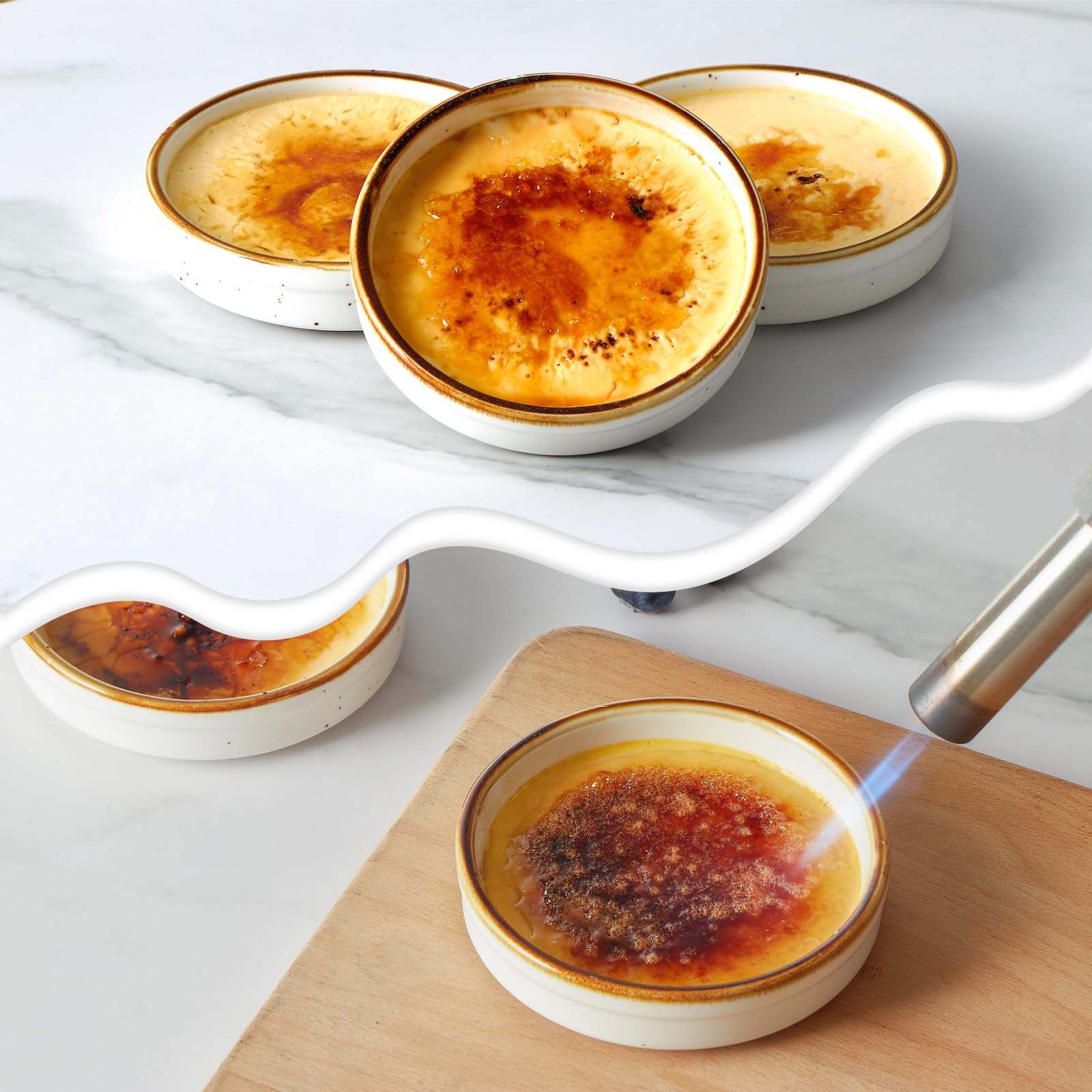 ONEMORE Ramekins 4 oz - Oven Safe Shallow Ramekins for Creme Brulee - Set of 6