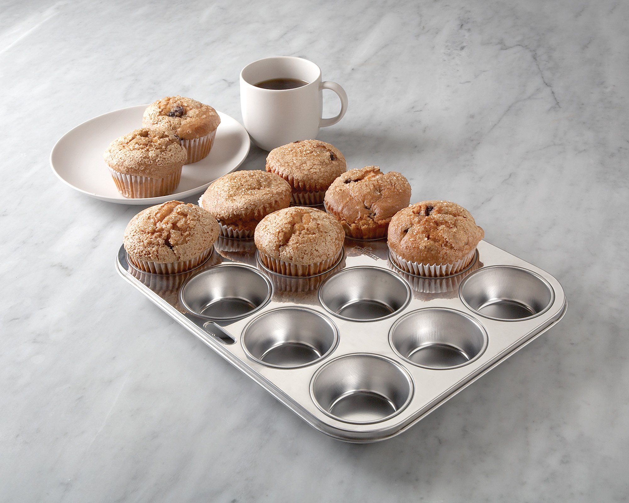 Fox Run 12-Cup Muffin and Cupcake Baking Pan, 10.5 x 13.75 x 1.25 inches, Silver