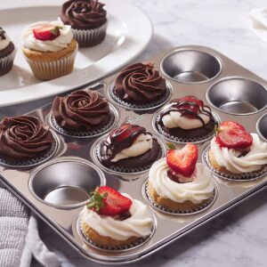 Fox Run 12-Cup Muffin and Cupcake Baking Pan, 10.5 x 13.75 x 1.25 inches, Silver