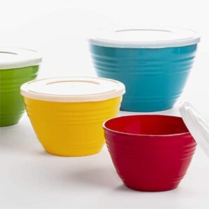 BINO | Mixing Bowl Set with Lids | Versatile Plastic Bowls for Kitchen Mixing, Serving, and Storage - 4-Piece Mixing Bowl Set in Various Sizes | Space-Saving Nesting Design | Dishwasher Safe