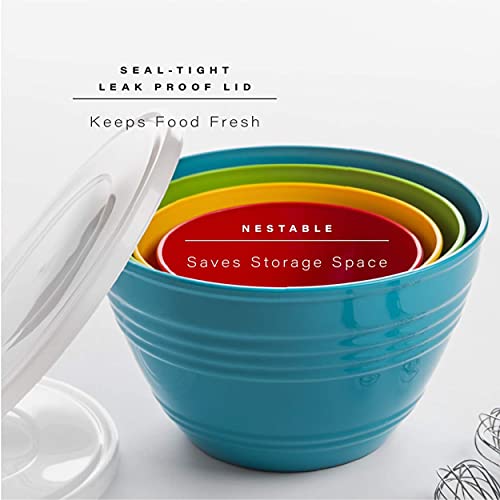 BINO | Mixing Bowl Set with Lids | Versatile Plastic Bowls for Kitchen Mixing, Serving, and Storage - 4-Piece Mixing Bowl Set in Various Sizes | Space-Saving Nesting Design | Dishwasher Safe