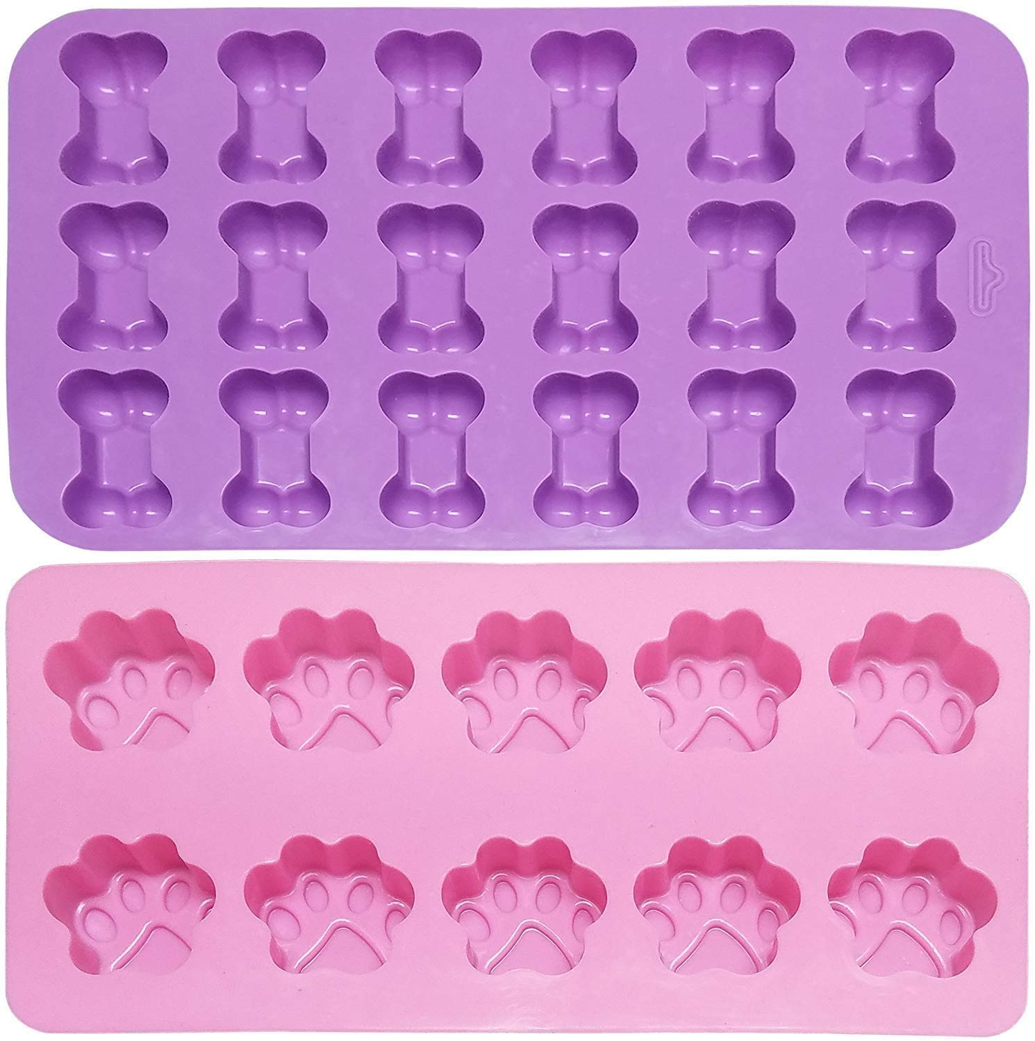 Silicone Molds Puppy Dog Paw and Bone Mold for Dog Treats, Homemade Non-Stick Food Grade, Chocolate, Candy, Jelly, Ice Cube Mold, Cupcake Baking Mould, Muffin pan Cookie Cutters Set