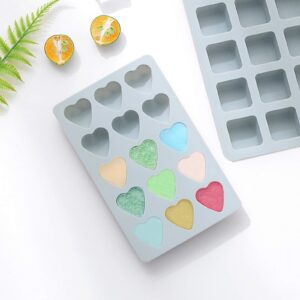 REKIDOOL 3 Pieces Candy and Chocolate Silicone Molds Set Non-stick Including Heart, Round, Square Baking Mold for Hard Candy, Gummy, Hot Caramel, Ice, Cake, Jello, Ganache (Blue)