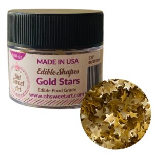 OH! SWEET ART EDIBLE GLITTER GOLD STARS 0.04 Ounce Oz. Use to cakes, cupcakes, flakes, cookies