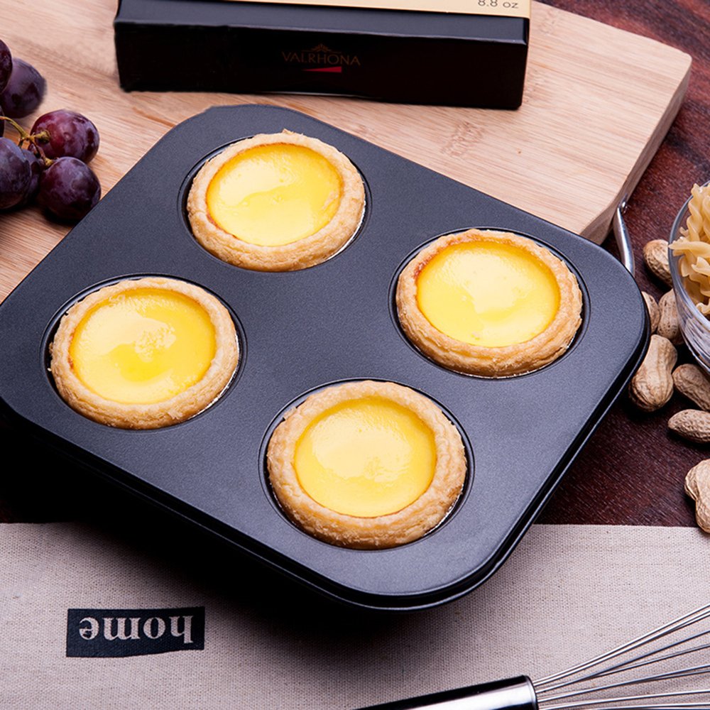 HYTK 4 Cup Muffin Pan 2 Pcs (8.5 X 7.48 Inch) Air Fryer Small Oven Cupcake Baking Pan Non Stick No Toxic Bakeware