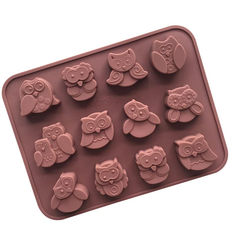 12 Cavities Cute Owl Shaped Silicone Chocolate Candy Cake Mold