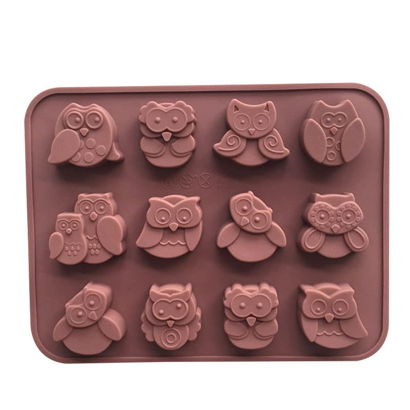 12 Cavities Cute Owl Shaped Silicone Chocolate Candy Cake Mold