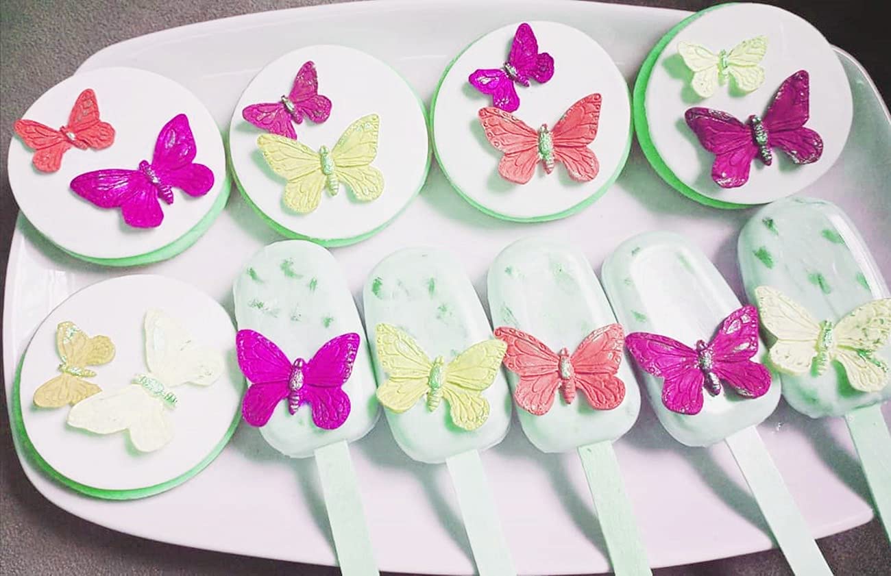 2 pcs Butterfly Silicone Molds,Mini Butterfly Fondant for DIY Chocolate Candy Pudding Gum Paste Cupcake Cake Topper Decoration Desserts Jelly Shots Handmade Ice Cream Ice Cube Crystal Soap Mould