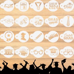 20 pieces graduate cookie stencils reusable cakes baking template for diy craft graduation party