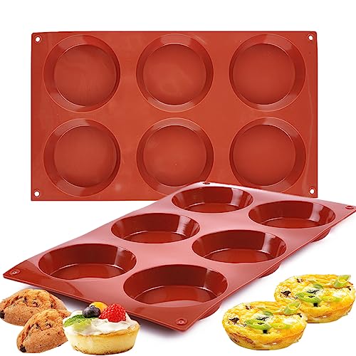 JOERSH 2-PK Silicone Egg Molds Non-Stick 3" Round Muffin Top Baking Pans, Egg Molds for Breakfast Sandwiches, Corn Breads, Whoopie Pies, Shortcakes