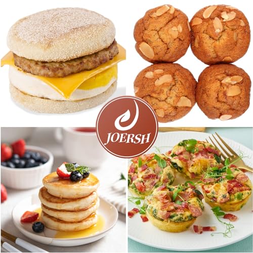 JOERSH 2-PK Silicone Egg Molds Non-Stick 3" Round Muffin Top Baking Pans, Egg Molds for Breakfast Sandwiches, Corn Breads, Whoopie Pies, Shortcakes