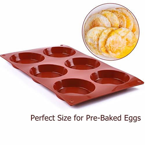 JOERSH 2-PK Silicone Egg Molds Non-Stick 3" Round Muffin Top Baking Pans, Egg Molds for Breakfast Sandwiches, Corn Breads, Whoopie Pies, Shortcakes