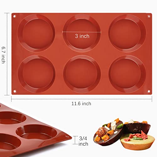 JOERSH 2-PK Silicone Egg Molds Non-Stick 3" Round Muffin Top Baking Pans, Egg Molds for Breakfast Sandwiches, Corn Breads, Whoopie Pies, Shortcakes