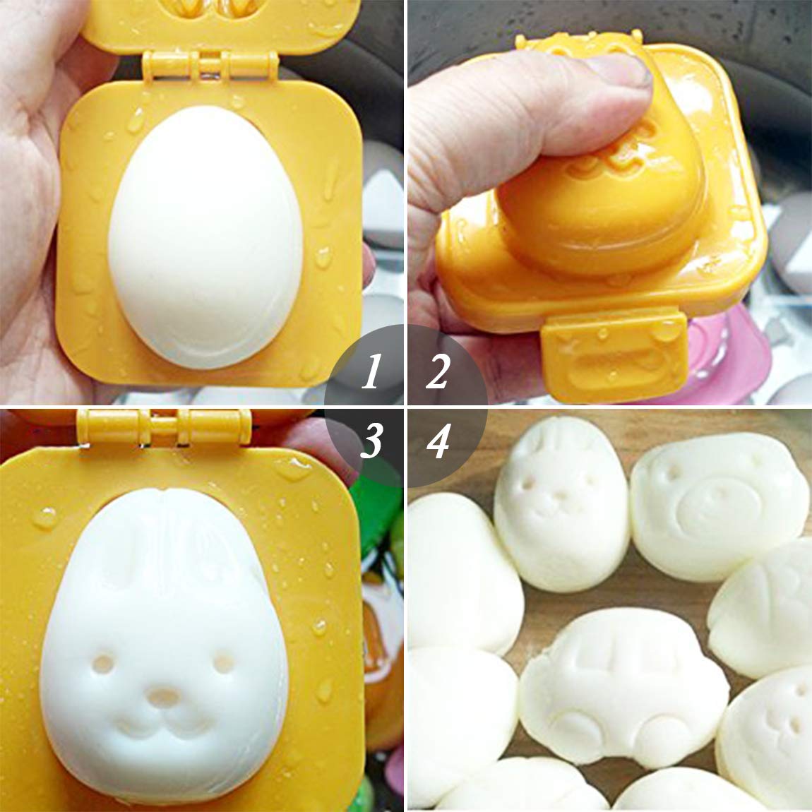 YunKo 6Pcs Egg Rice Mold Hard Boiled Egg Mold Fish Car Heart Shape Onigiri Mold Rice Ball Maker for Kids,Fondant Cake Pop Decorating Tool Fun Cookery Kitchen Gadgets