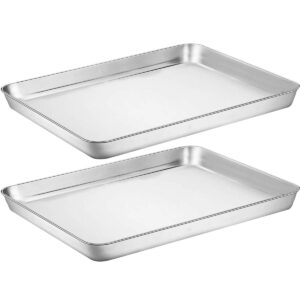 baking sheet cookie sheet set of 2, umite chef stainless steel baking pans tray professional 16 x 12 x 1 inch, non toxic & healthy, mirror finish & rust free, easy clean & dishwasher safe