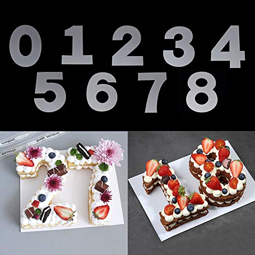 RAYNAG Cake Stencils (0-8 Number) Flat Plastic Mold Numerical Templates Cutting for DIY Cakes/Cookies -12 Inch