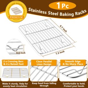 P&P CHEF Toaster Oven Tray and Rack Set, Stainless Steel Baking Pan with Cooling Rack, Fit Your Small Oven & Single Person Use, Non Toxic & Easy Clean