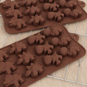 homEdge 12-Cavity Dinosaur Chocolate Mold, Set of 4PCS Non Stick Silicone Dinosaur Mold for Candy Chocolate Jelly, Ice Cube