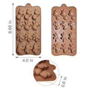 homEdge 12-Cavity Dinosaur Chocolate Mold, Set of 4PCS Non Stick Silicone Dinosaur Mold for Candy Chocolate Jelly, Ice Cube