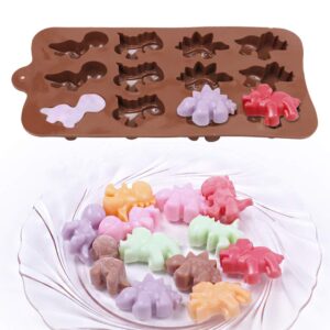 homEdge 12-Cavity Dinosaur Chocolate Mold, Set of 4PCS Non Stick Silicone Dinosaur Mold for Candy Chocolate Jelly, Ice Cube