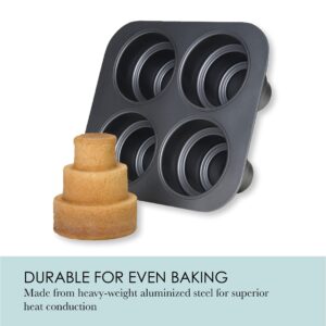 Chicago Metallic 26633 Multi Tier Cake Pan 4 Cavity, 10.6 x 9.60 x 4.5 Inch, Gray, 6-Cup