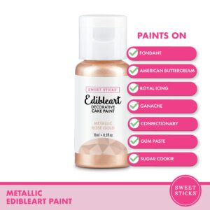 SWEET STICKS Edible Art Decorative Cake Paint 0.5 Ounce (15 Milliliters), Metallic Rose Gold