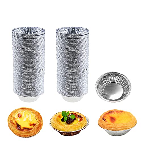 HLCM 100 Pcs Aluminum Foil Mini Pans, Great for Baking Tarts, Quiche, Pudding, etc.